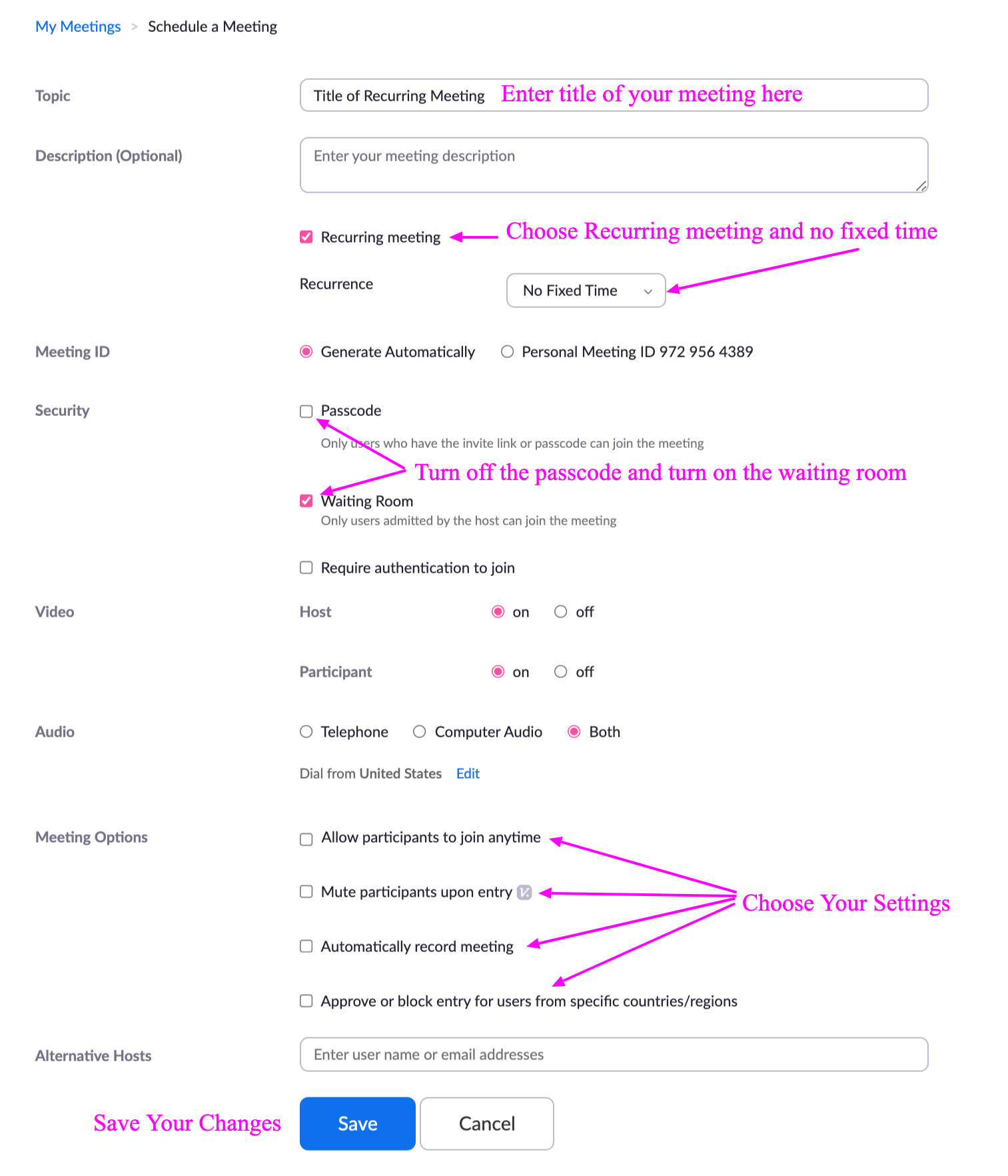 How To Setup A Recurring Meeting In Zoom To Use With Your Appointment Types CoachesConsole